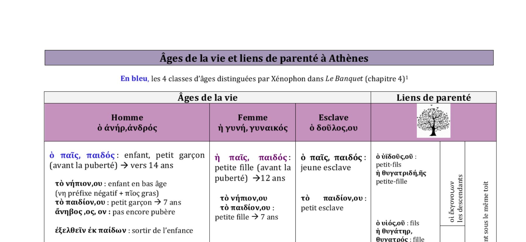 Fiche synthétique _ Âges de la vie et liens de parenté à Athènes ...